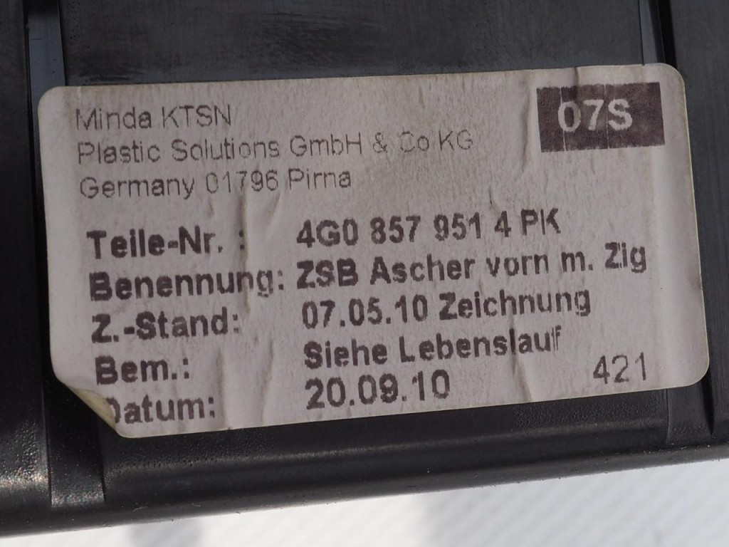 POPIELNICZKA AUDI A7 I 4G0863273 4G0857951